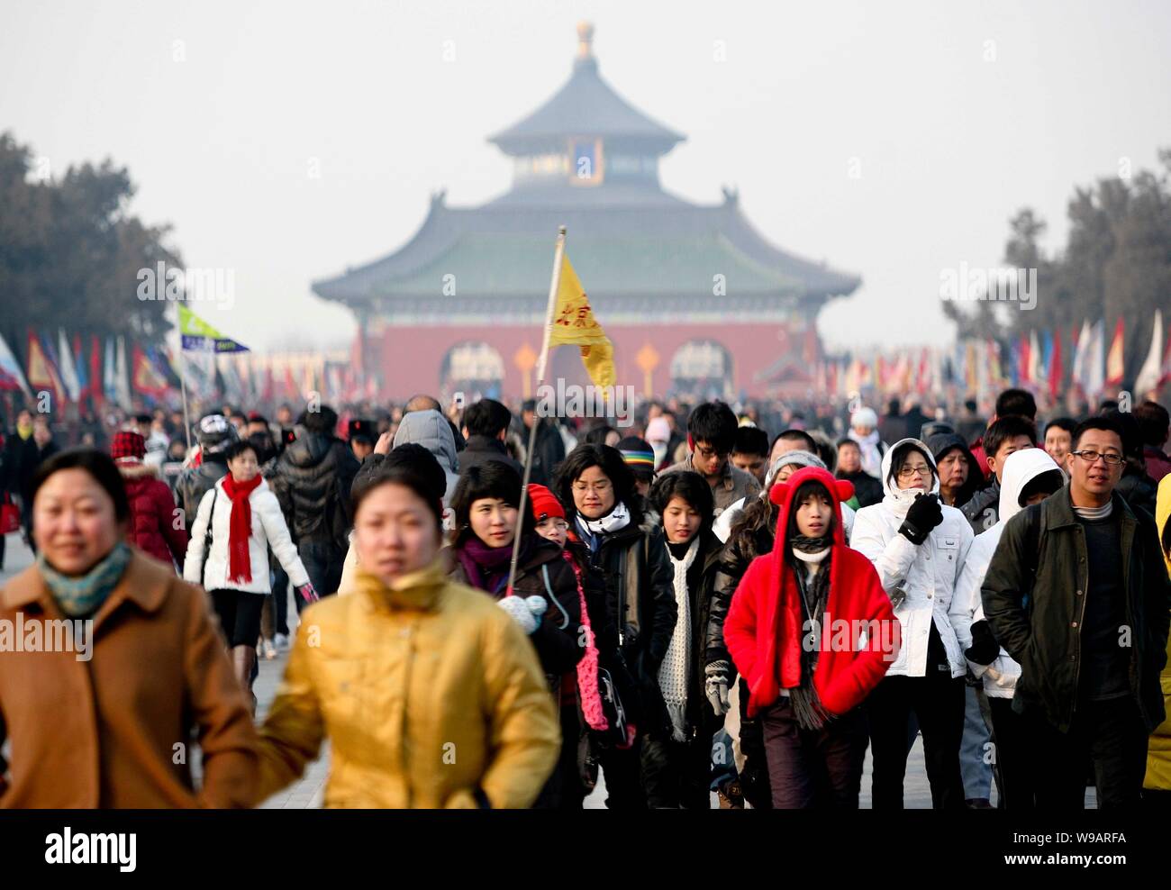 Crowds of tourists are seen at the Temple of Heaven during the Spring ...