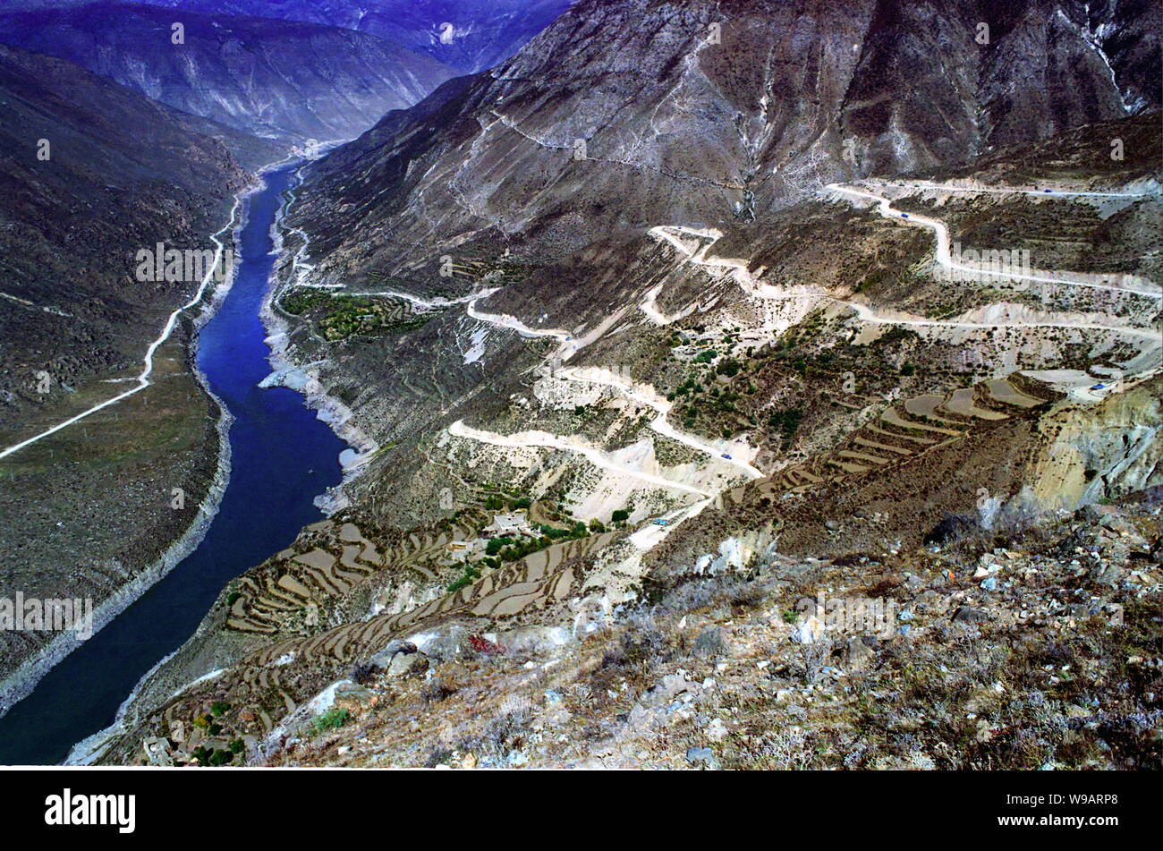 This undated photo shows the Jiacha Canyon on the Yarlung Zangbo River ...