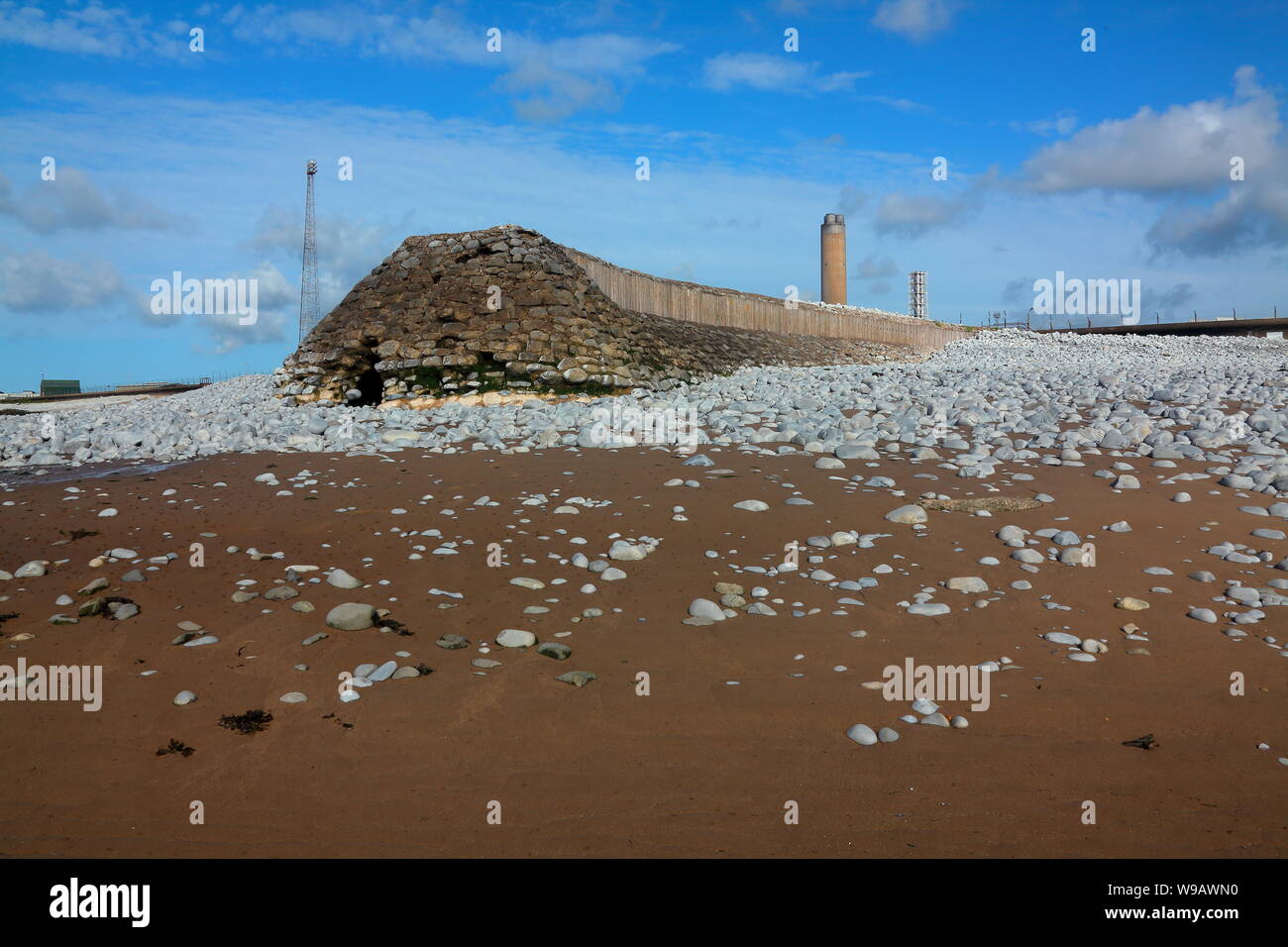 Man made water barrier at the river mouth to the southern side of ...
