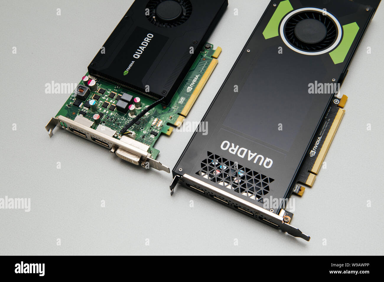 Paris, France - Aug 23, 2017: Close-up view from above of two nvidia ...