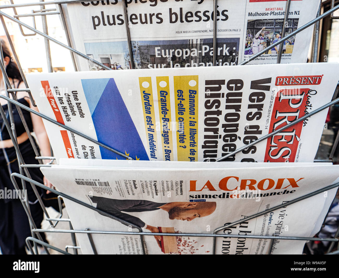 Strasbourg, France - May 25, 2019: French press kiosk multiple ...