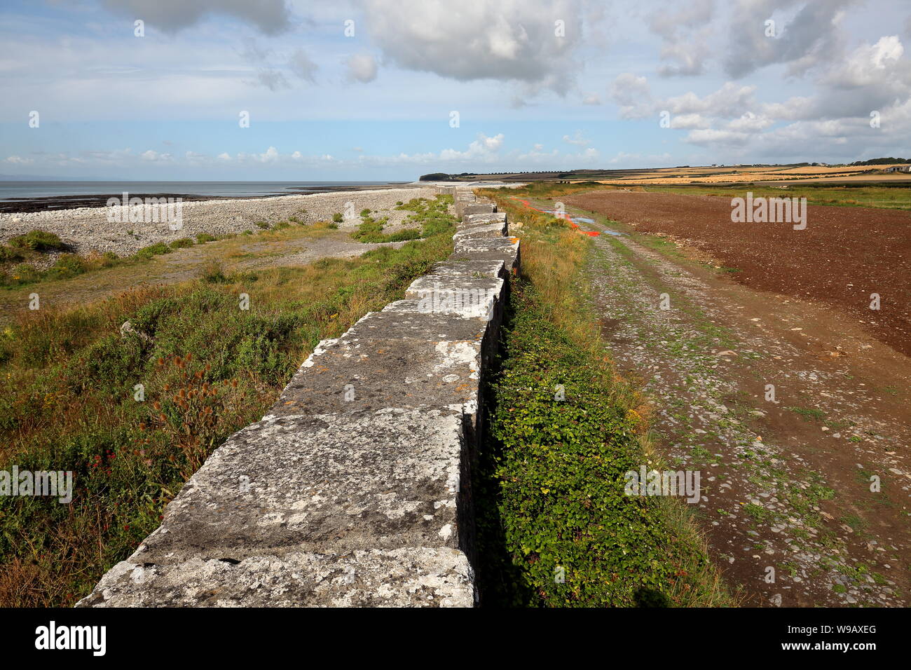 The well known anti tank defences of Gileston beach near Aberthaw power ...