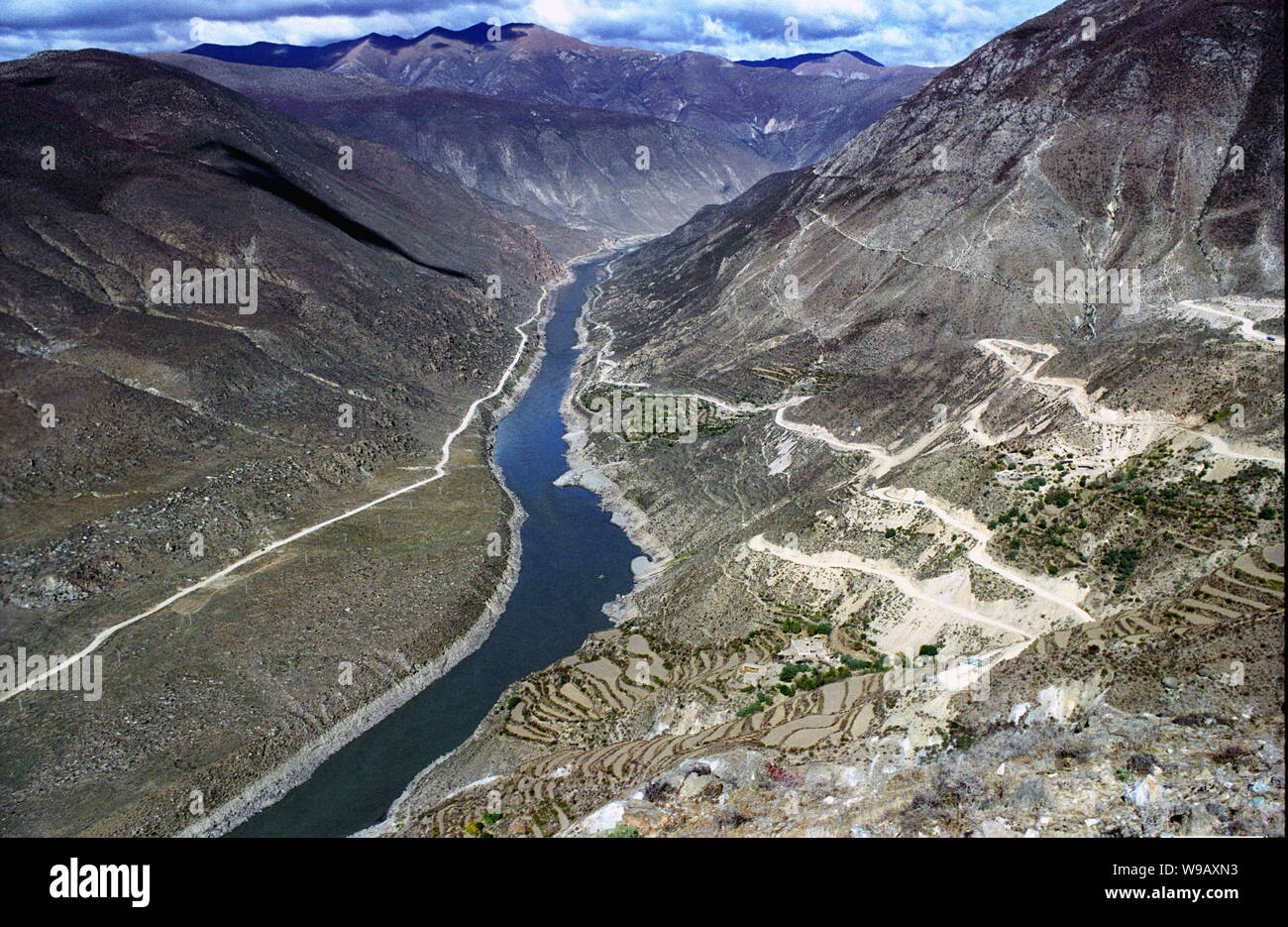 This undated photo shows the Jiacha Canyon on the Yarlung Zangbo River ...