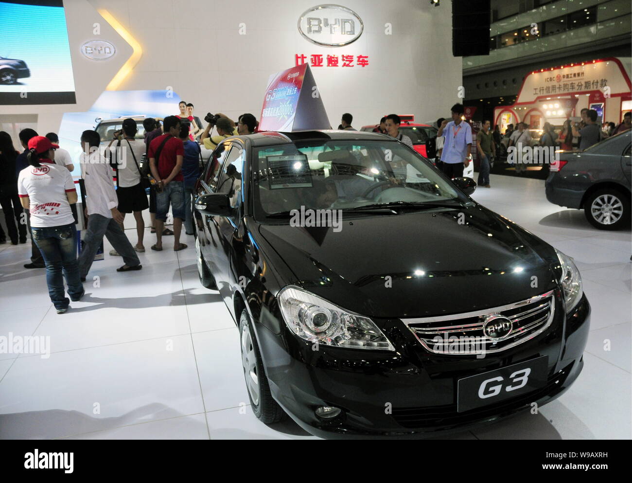 --FILE-- A BYD G3 is on display during an auto show in Shenzhen, south ...