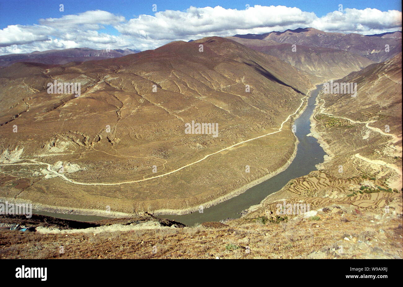 This undated photo shows the Jiacha Canyon on the Yarlung Zangbo River ...