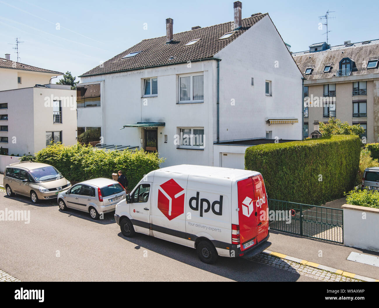Paris, France - May 23, 2019: View from above of Mercedes-Benz Sprinter ...