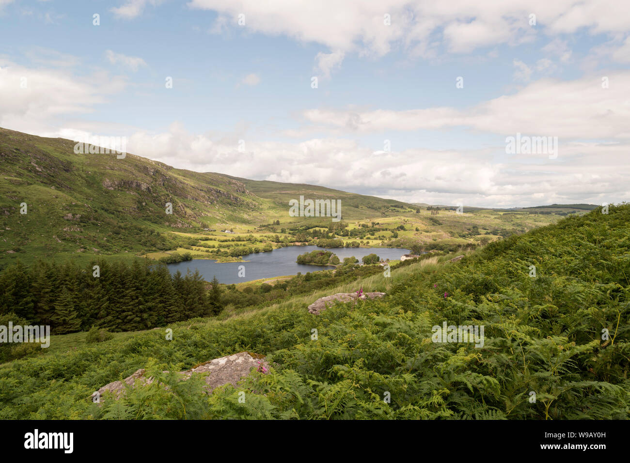 View of Gougane Barra Lake from surrounding hills.Gougane Barra Forest ...