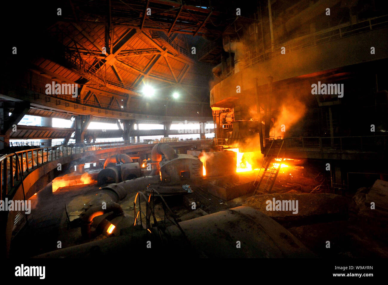 View of the blast furnaces at an iron making workshop at the old steel ...