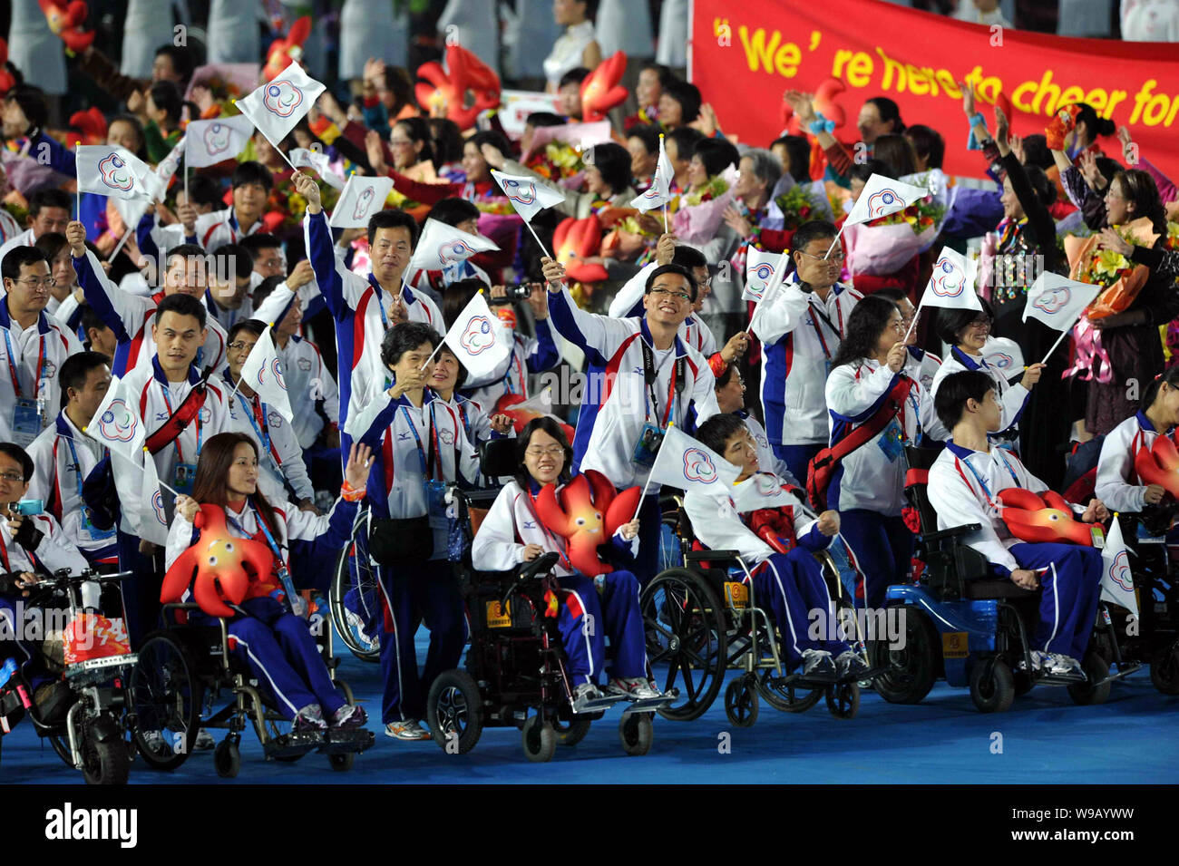 Chinese Taipei delegates attend the opening ceremony of the Guangzhou ...