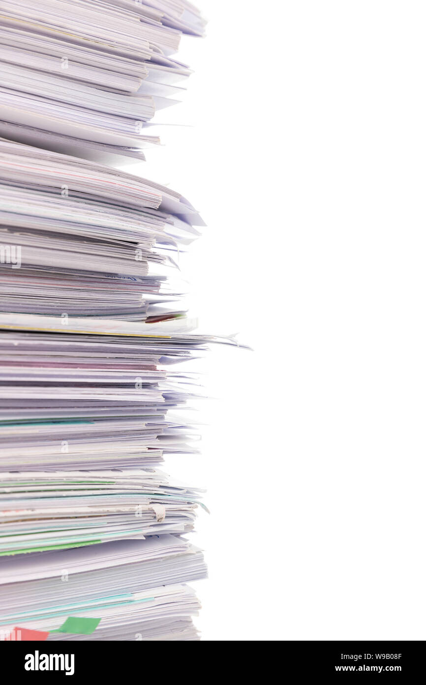 Stack of business documents papers isolated on white background Stock ...