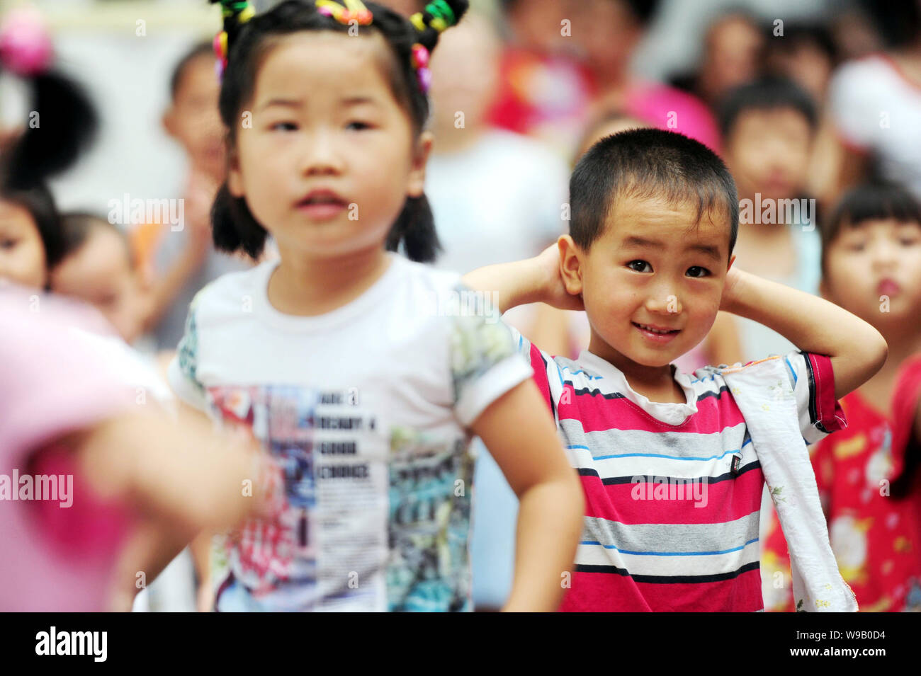 --FILE--Chinese kids do exercises at a kindergarten in Beijing, China ...