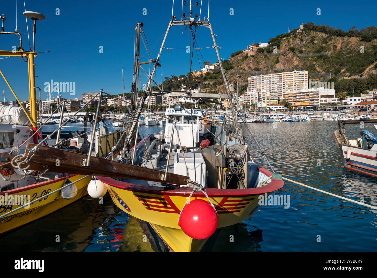 COMMERCIAL FISHING BOATS PORT OF BLANES COSTA BRAVA GERONA CATALONIA ...