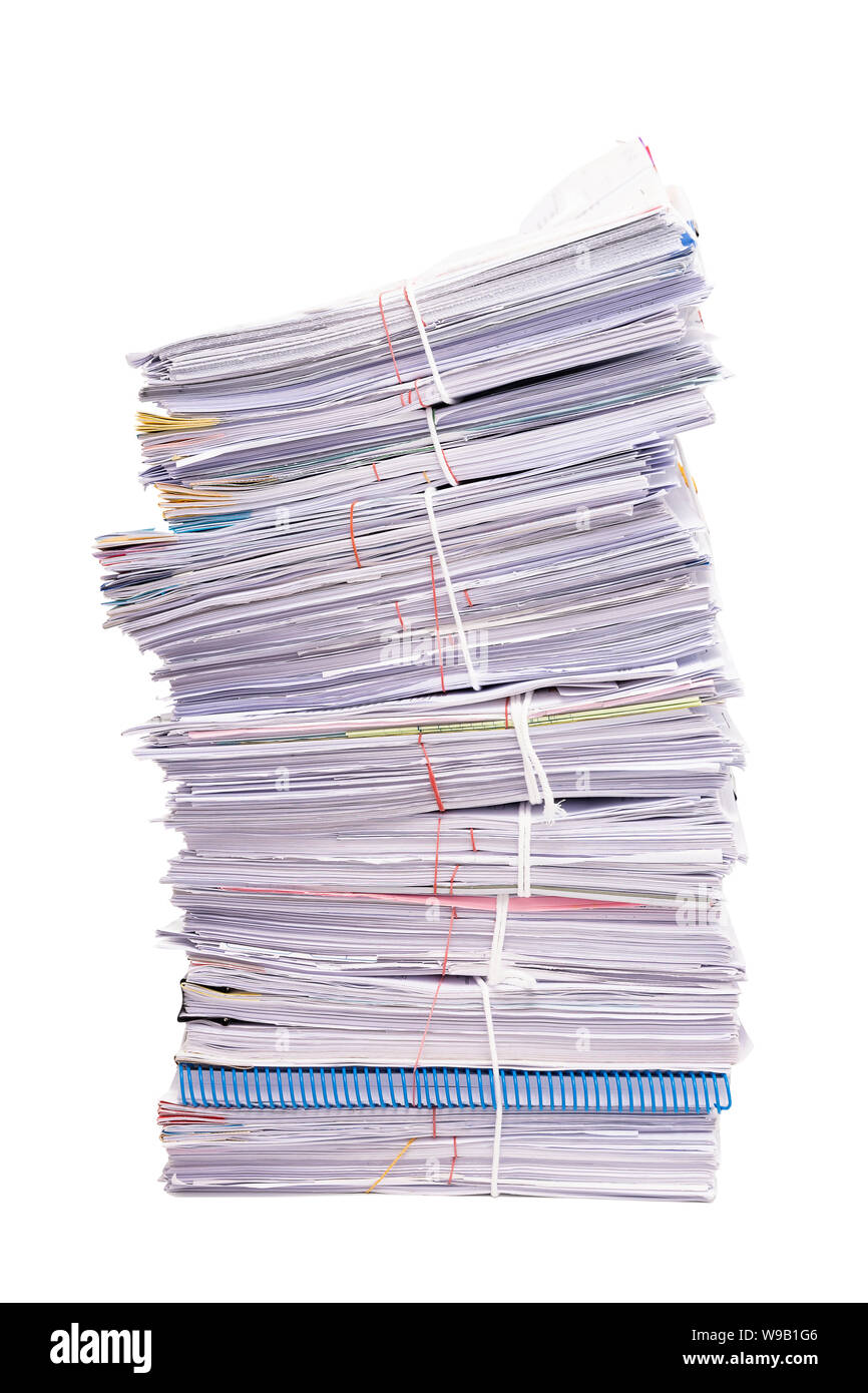 Stack of business documents papers isolated on white background Stock ...