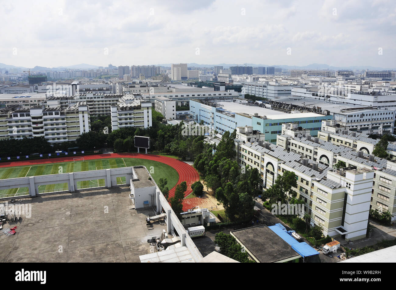 View of the Shenzhen plant of Foxconn Technology Group in Shenzhen city ...