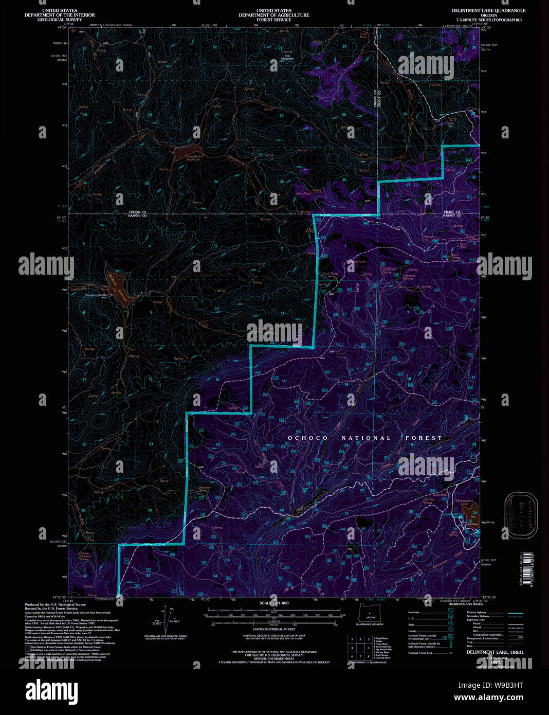 USGS Topo Map Oregon Delintment Lake 279611 1992 24000 Inverted ...