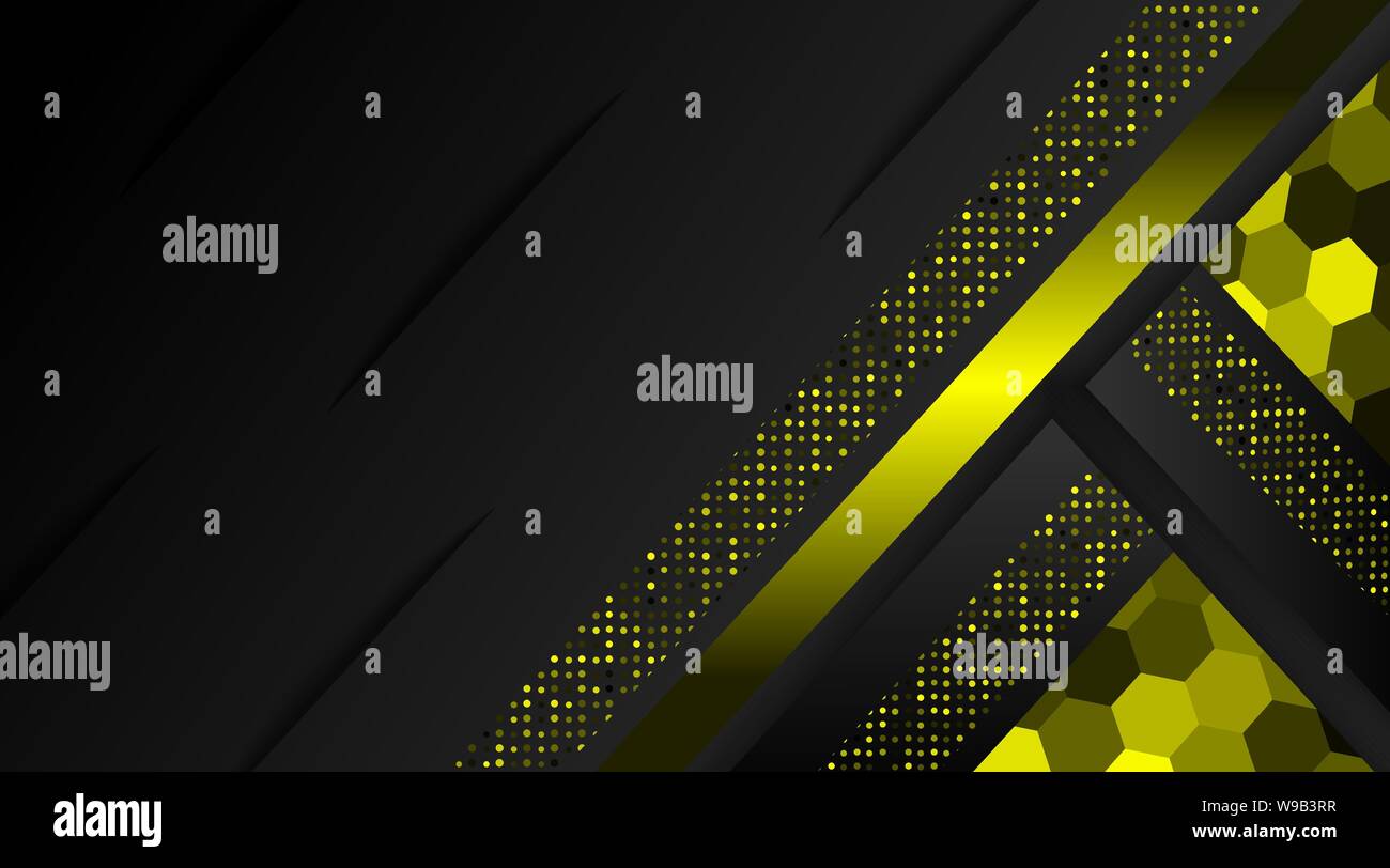 Glowing Yellow on Black Background Corporate Business Design Template ...