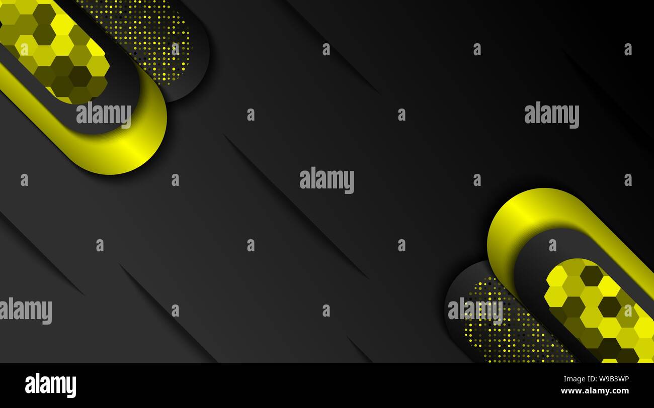 Glowing Yellow on Black Background Corporate Business Design Template ...