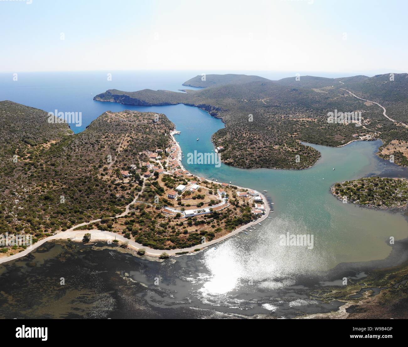 Aerial view of Gerakas' Port at Lakonia region in Greece Stock Photo ...