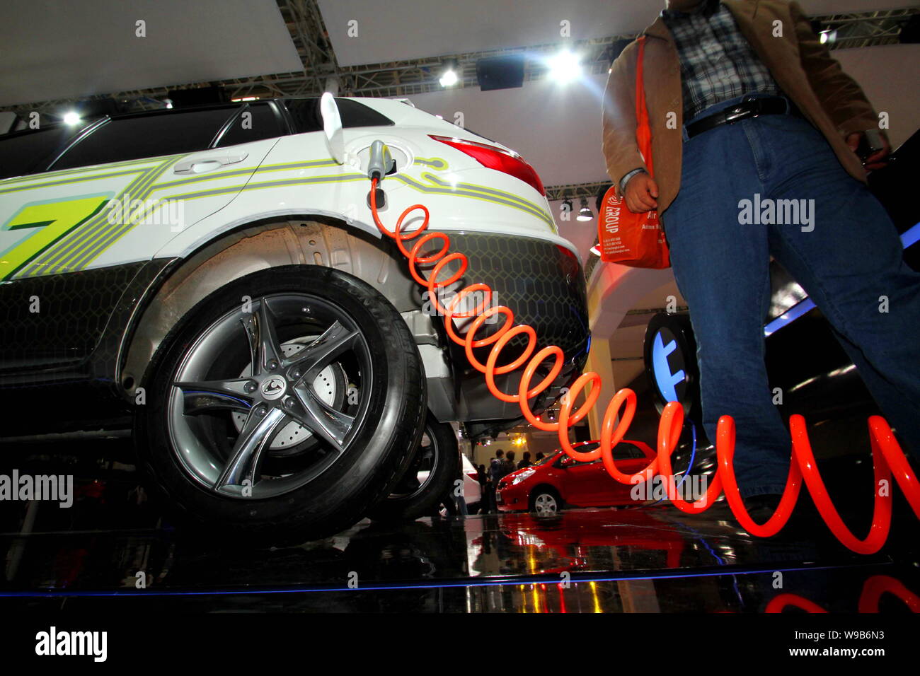 A Changfeng CS7 electric car is displayed at the 11th Beijing ...
