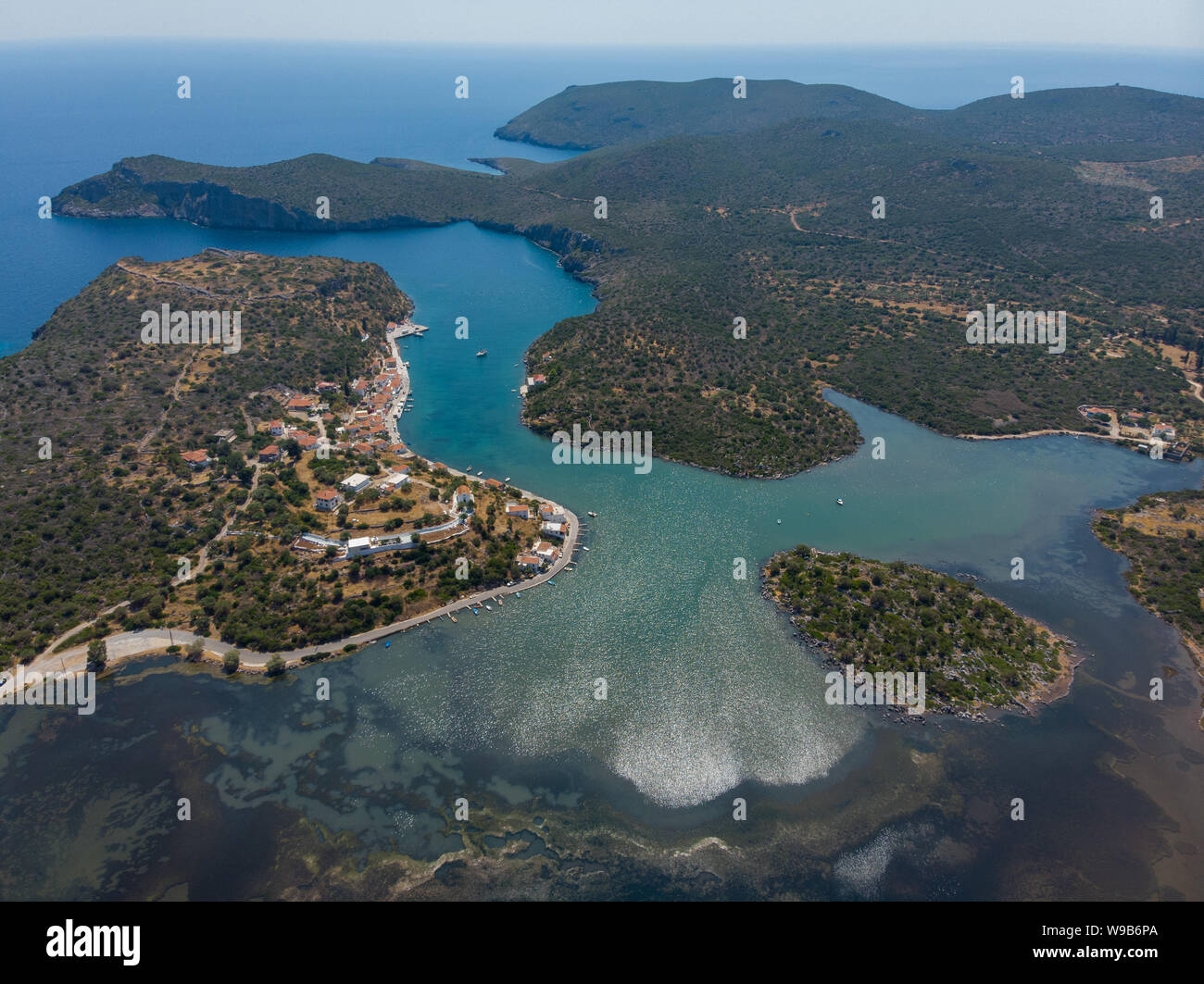 Aerial view of Gerakas' Port at Lakonia region in Greece Stock Photo ...