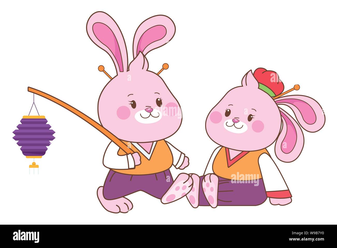 Rabbits in mid autumn festival cartoons Stock Vector Image & Art - Alamy