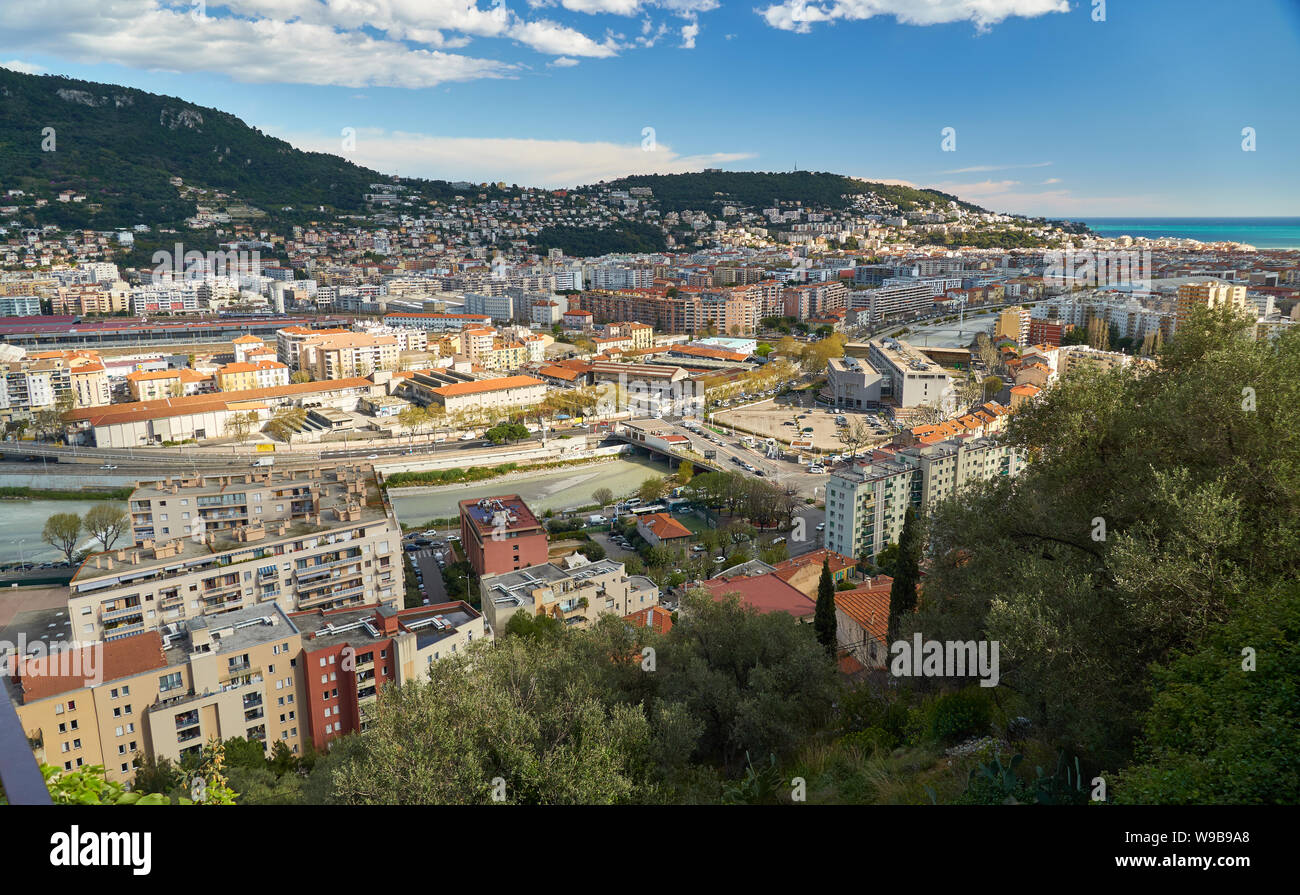 Nice, France - April 04, 2019: Beautiful aerial view of Nice and ...