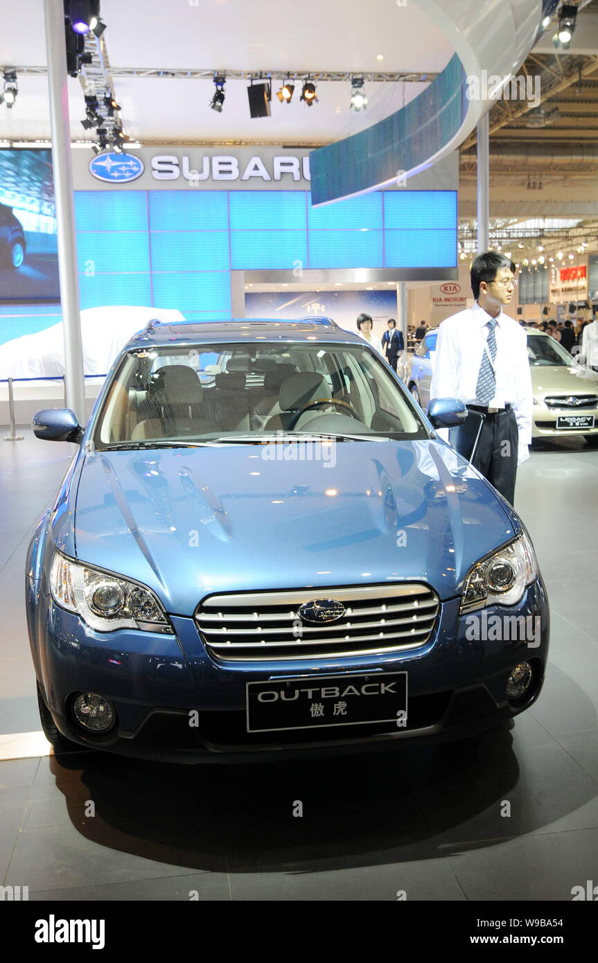 --FILE--A Subaru Outback is displayed during the 10th Beijing ...