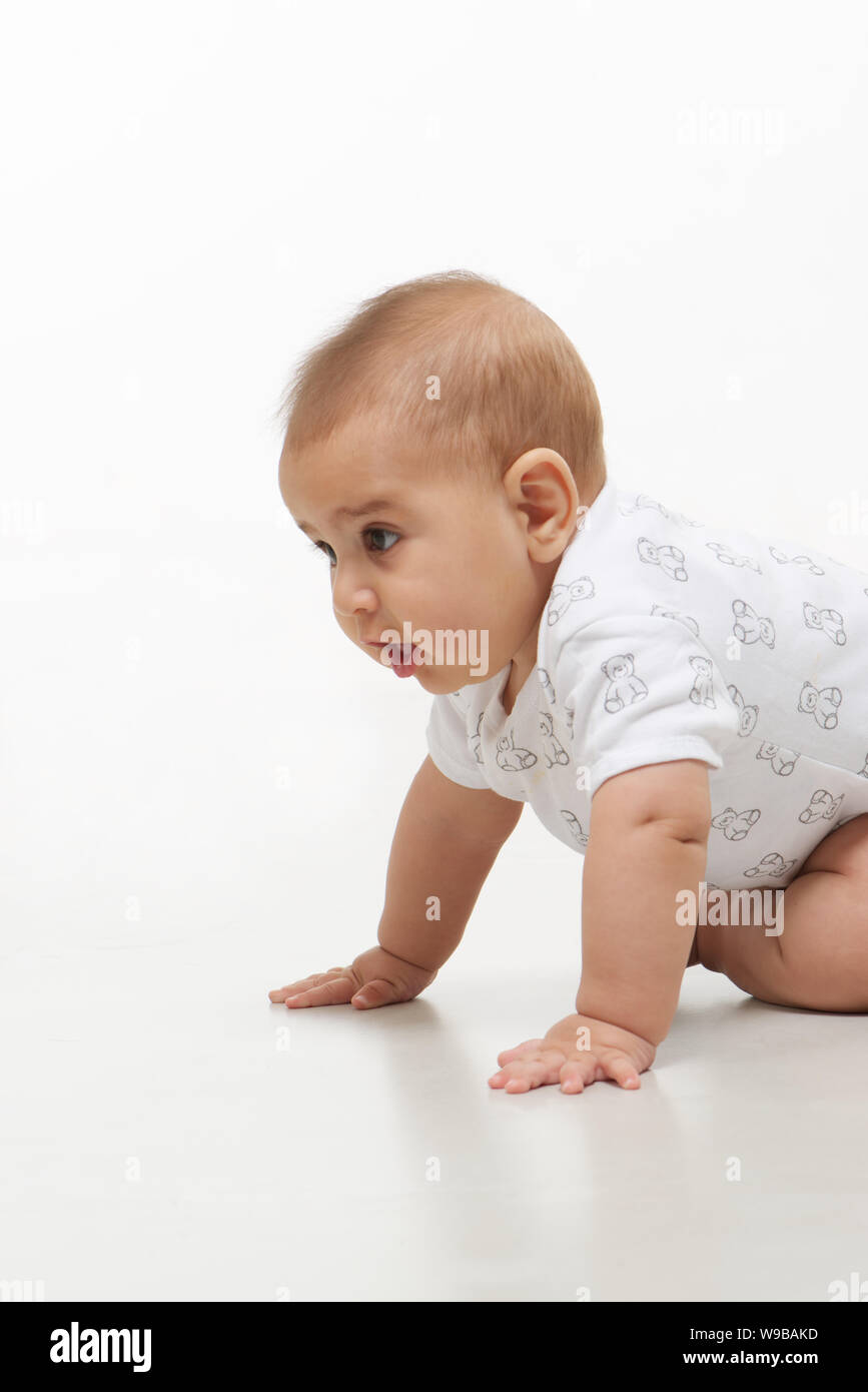 Baby boy crawling Stock Photo - Alamy