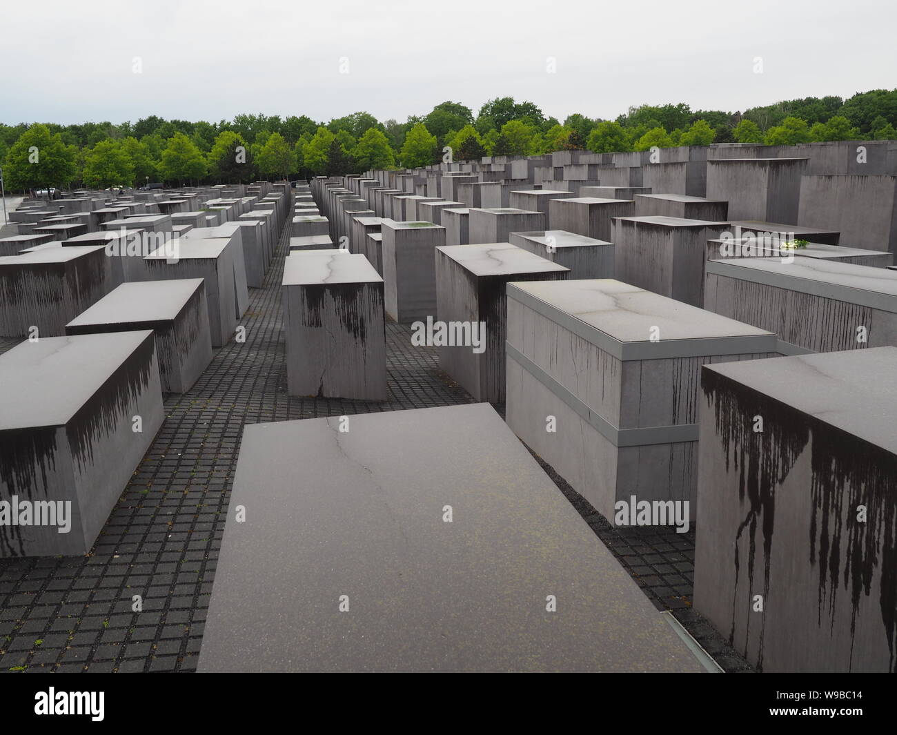 View Cement block monument holocaust jewish raining Berlin, Germany ...