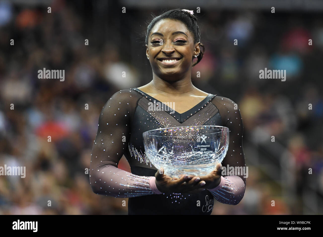 Kansas City, Missouri, USA. 11th Aug, 2019. SIMONE BILES smiles after ...