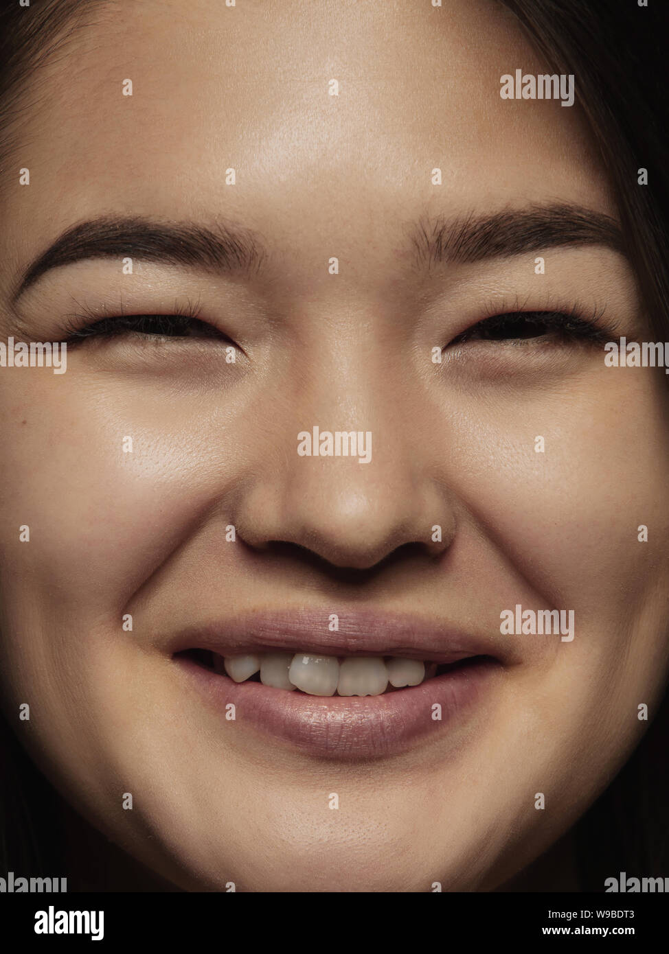 Close up portrait of young and emotional chinese woman. Highly detail ...