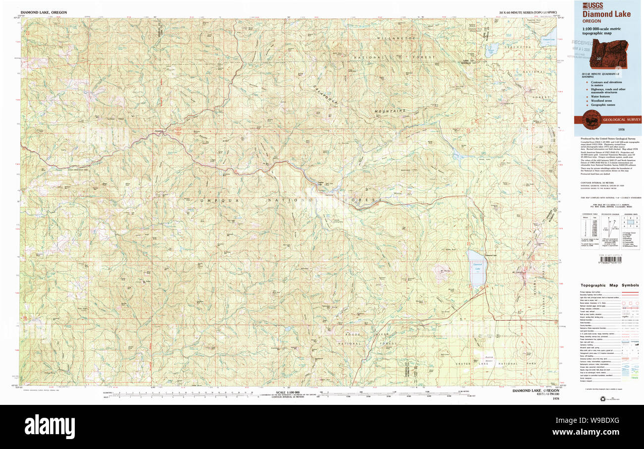 Diamond lake oregon map hi-res stock photography and images - Alamy