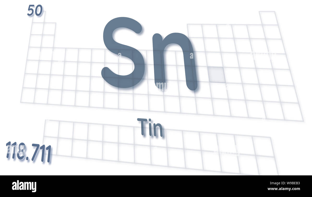 Tin chemical element atomic data and symbol - table of elements Stock ...