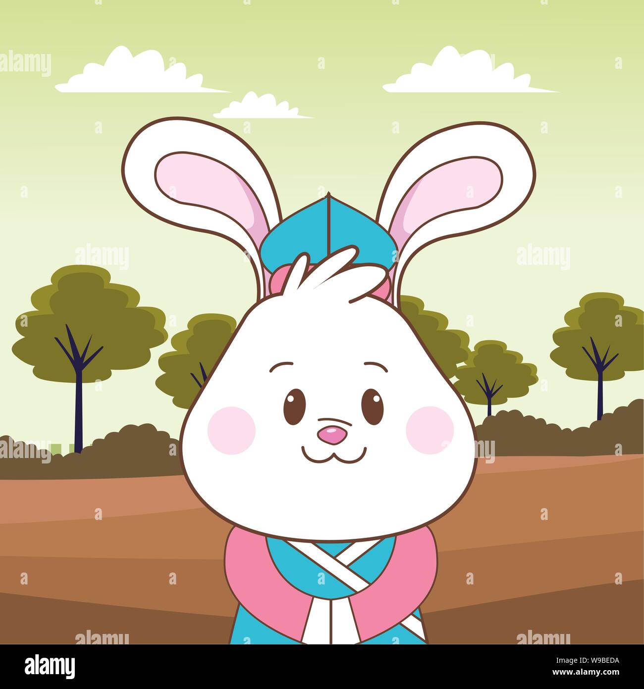 Mid autumn cute rabbit cartoon Stock Vector Image & Art - Alamy