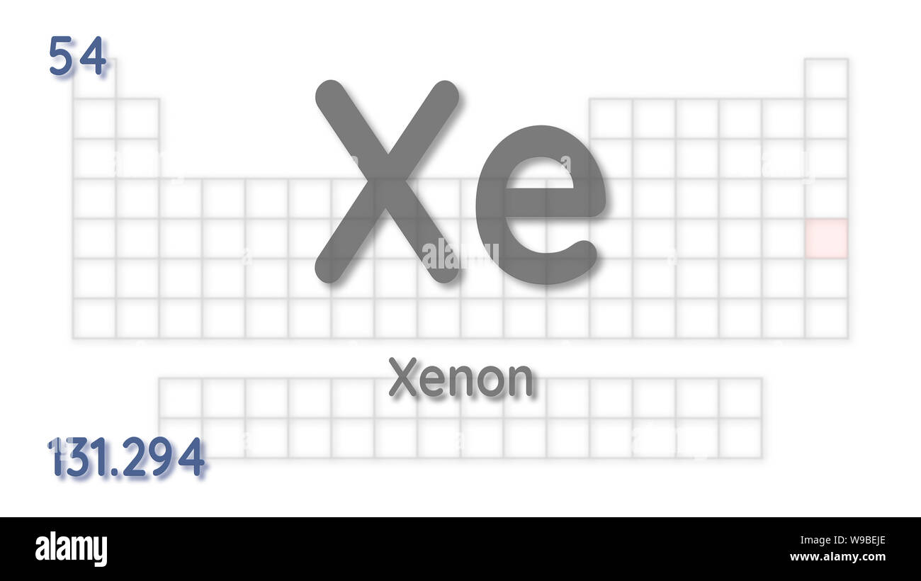 Xenon chemical element atomic data and symbol - table of elements Stock ...