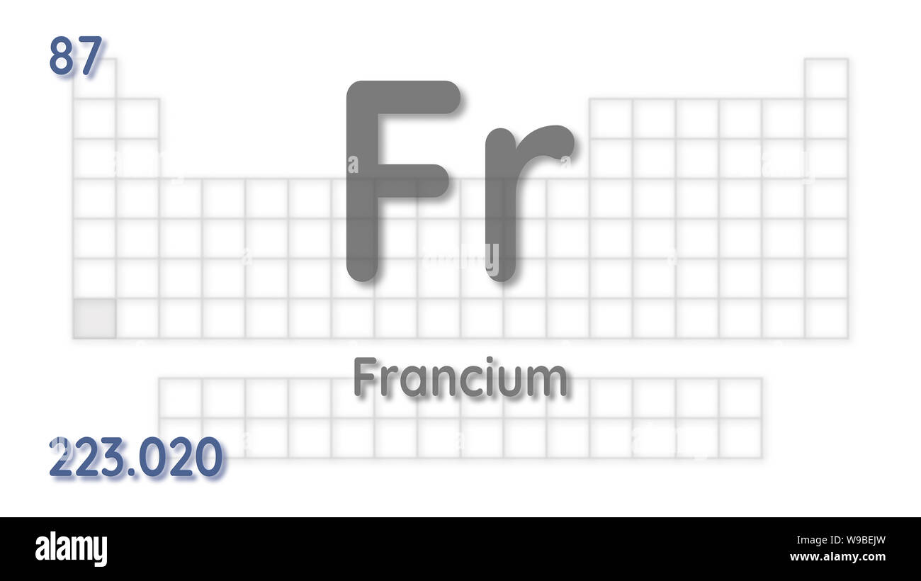 Francium chemical element atomic data and symbol - table of elements ...