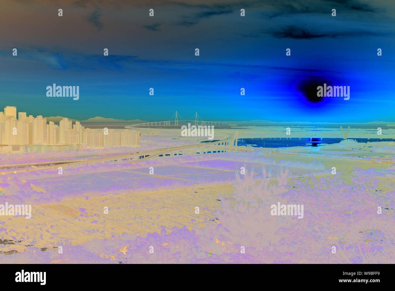 Sunset at incheon bridge,South Korea Stock Photo - Alamy