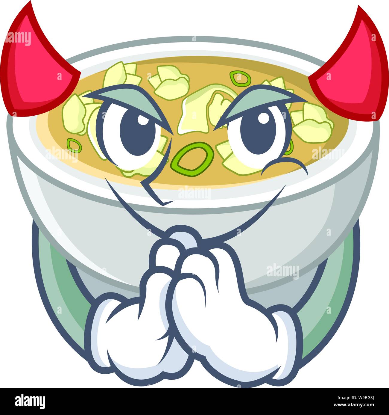 Devil wonton soup in a cartoon bowl Stock Vector Image & Art - Alamy