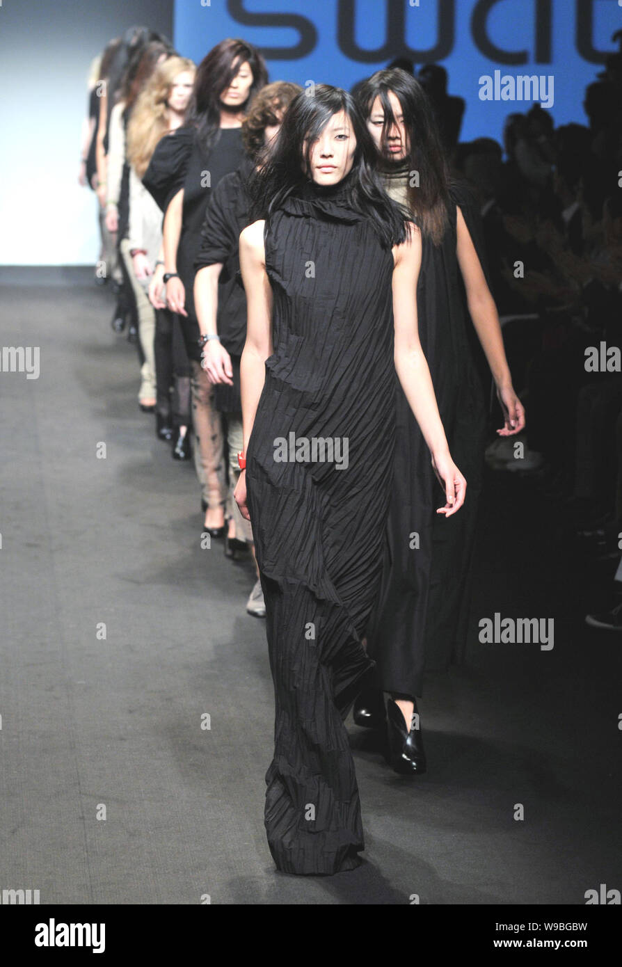 Models parade to show the new collections in the Uma Wang fashion show ...