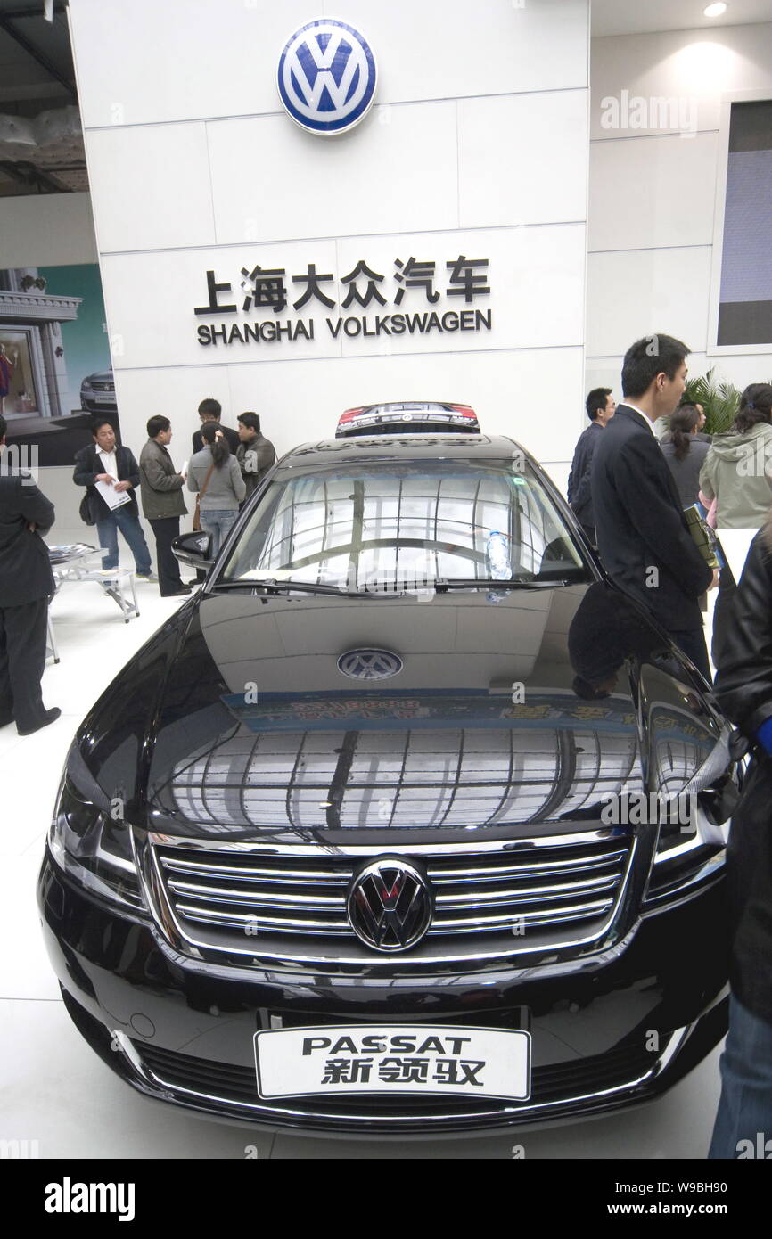 A Passat of Shanghai Volkswagen is seen on diaplay at a stand of ...