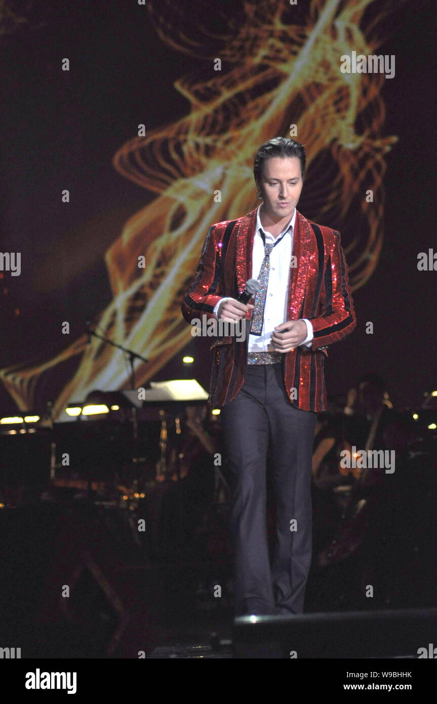 Russian singer Vitas performs during a charity concert in Shanghai ...