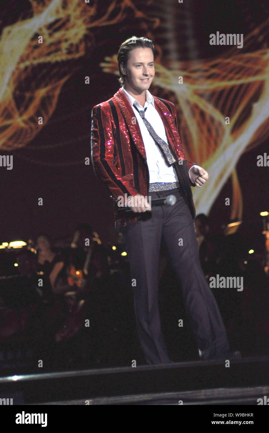 Russian singer Vitas performs during a charity concert in Shanghai ...