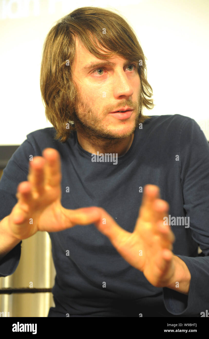 German pop singer Maximilian Hecker speaks at a press conference for ...