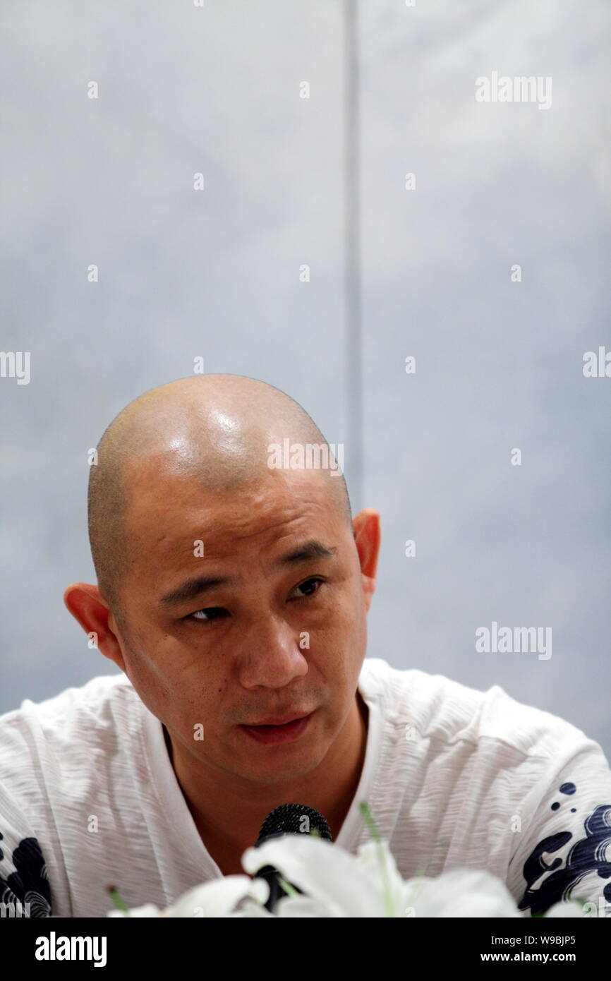 Chinese contemporary artist Fang Lijun speaks at a lecture during his ...