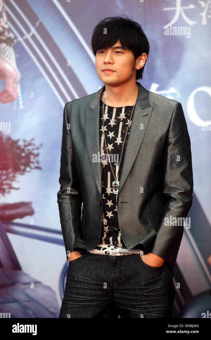 Taiwanese singer and actor Jay Chou is seen during a press conference ...