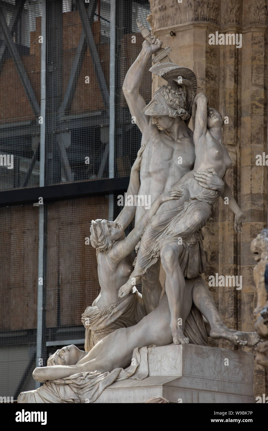 Statues on the Piazza della Signoria in the center of Florence, Italy ...