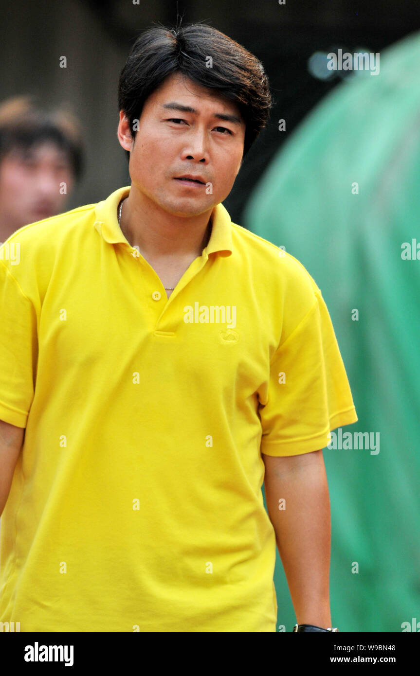 --FILE--Former Chinese soccer player Shen Si, head coach of Pudong ...