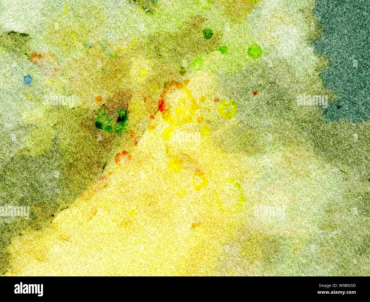 Abstract watercolor background with wet paint splashes on paper ...