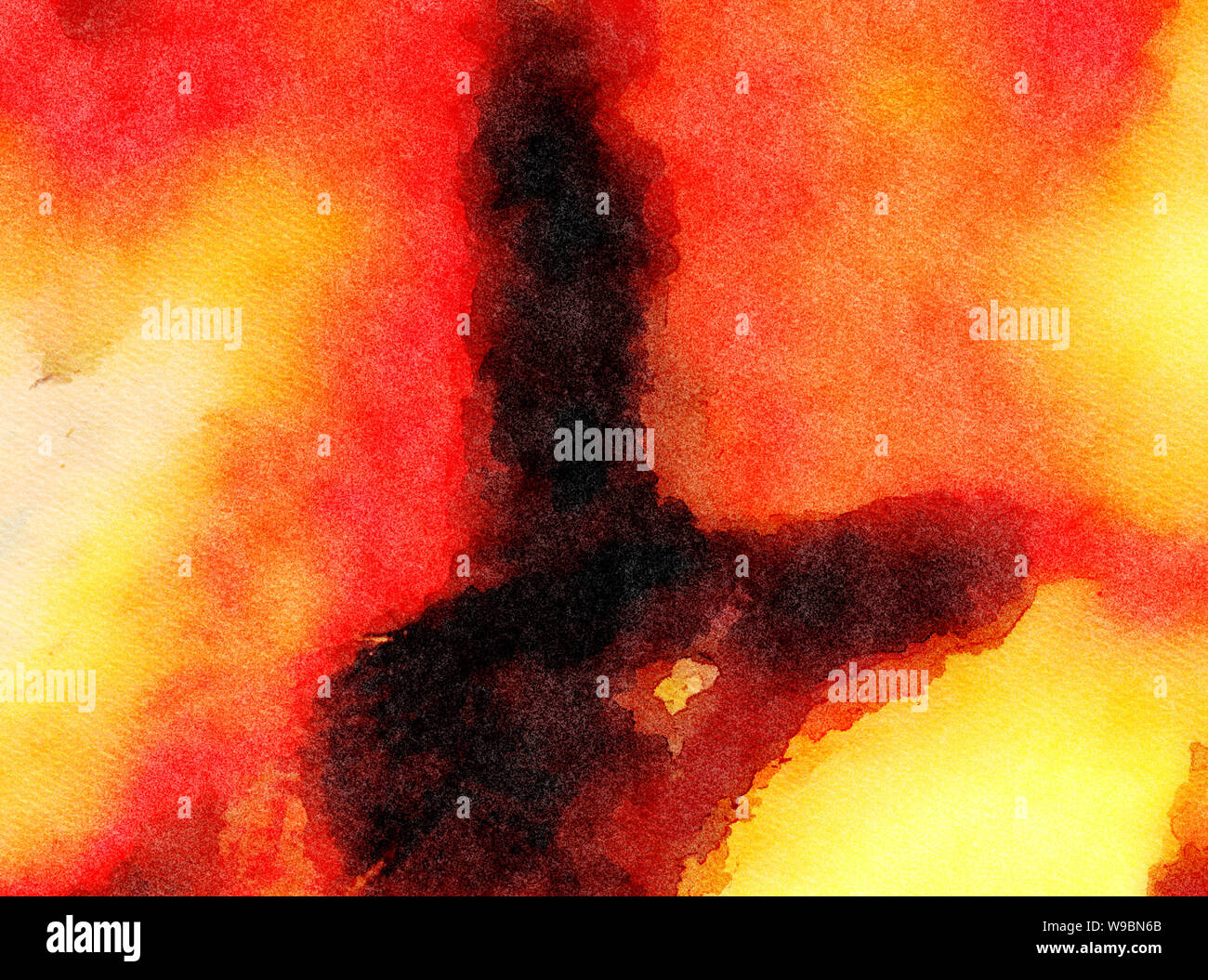 Abstract watercolor background with wet paint splashes on paper ...