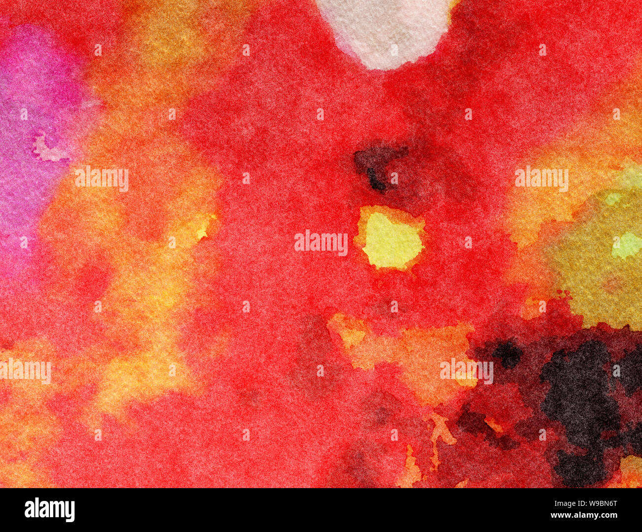 Abstract watercolor background with wet paint splashes on paper ...